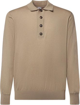 Eleventy Homme, Tops, Brun, Taille: L Polo Manches Longues