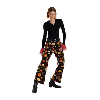 La DoubleJ Renaissance-inspirierte Schlaghose aus Samt - - Trousers - Damen - Mehrfarbig - M