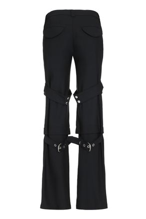Off-white Womens Wool-Blend Cargo Trousers Black Virgin Wool Straight