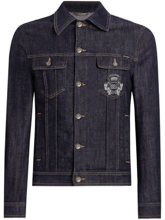 Dolce & Gabbana veste en jean &agrave; logo appliqu&eacute; - Bleu
