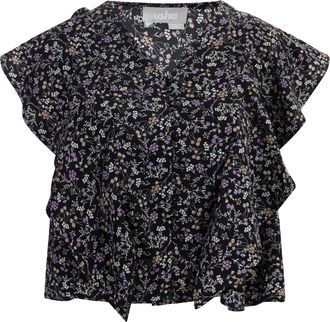 Usha kurzarmbluse Damen Schwarz Mehrfarbig