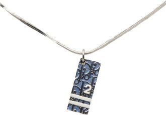 Dior 2010-2025 Silver Plated Oblique Trotter Pendant Necklace costume necklace - Silber