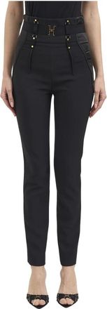 Elisabetta Franchi Femme, Pantalons, Noir, Taille: 40 FR Pantaloni Bustier a Vita Alta