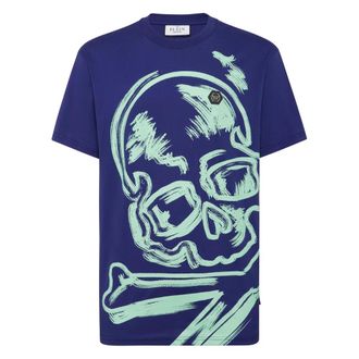 Philipp Plein T-Shirt Rundhals Totenkopf - - Tops - Herren - Blau - XS