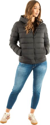 Tommy Jeans Damen Tjw Slim Hood PRNT Down Jckt EXT Dw0dw21617 Pufferjacke, Black (Black), XL EU