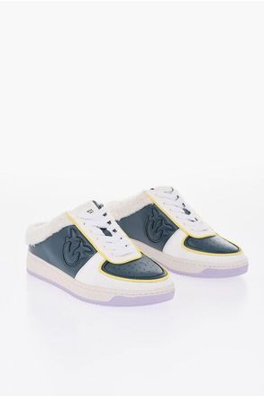 Pinko ACBC Leather Mule-Fit Sneakers With Shearling Lining size 39
