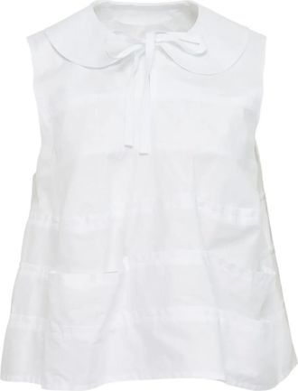 Comme Des Garçons Bluse im Layering-Look mit Bubikragen - Weiß