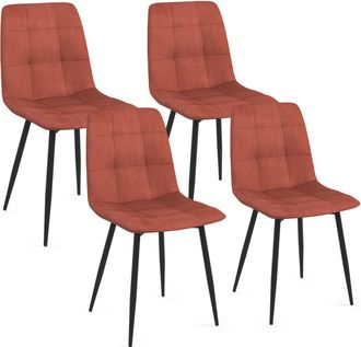 IDMarket Set Di 4 Sedie Da Pranzo Mila In Velluto Color Terracotta