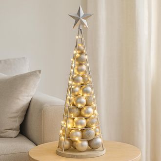 Mendler Deko-Baum HWC-O91, Weihnachtsbaum Schmuckbaum Weihnachtsdeko Christbaum zum Beschm&uuml;cken, Metall 90cm - silberfarben