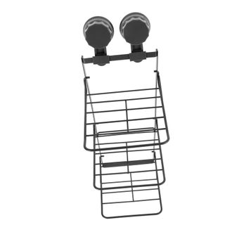 Lurrose Faltbares Wandmontiertes Mehrzweck aufbewahrungsregal mit Saugnapf Platzsparendes Metall Korb Organizer f&uuml;r Bad und K&uuml;che Tiefgrau Schadet W&auml;nden f&uuml;r 