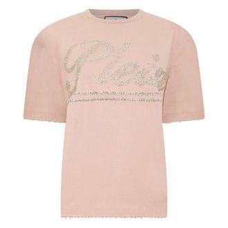 Philipp Plein Femme, Tops, Rose, Taille: 38 FR Fit T-Shirt Strass Signature