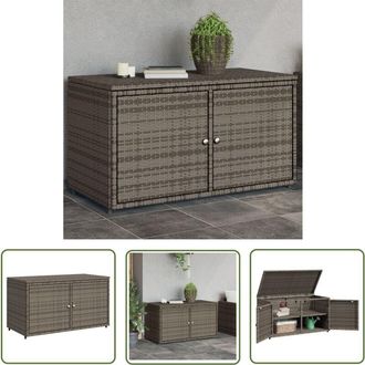 vidaXL The Living Store - Gartenschrank Grau 110x55x60,5 cm Poly Rattan - Outdoor-Schrank - Gartenschrank - Stauraum - Gartenorganisation - Wetterfest