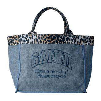 Ganni Femme, Sacs, Bleu, Taille: ONE Size Medium Trapeze Reversible Shopper Bag