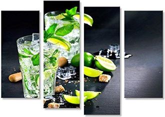 Islandburner Tableau sur toile Mojito cocktail sur une table. Cocktail d&eacute;t&eacute; avec rhum, citron vert, menthe Poster, Cadeau, Images KVQ-4erP-FR