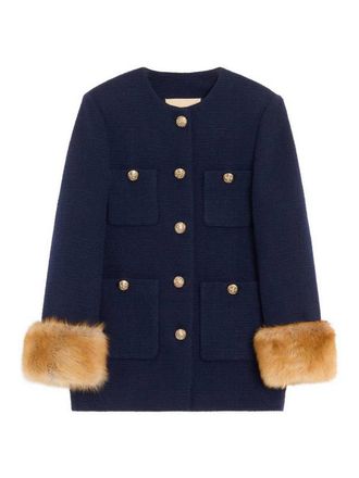 Valentino Manteau Court - Bleu Fonc&eacute;