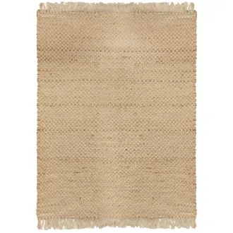 Altobuy Altobuy - Tapis Rectangulaire 120x170cm en Toile de Jute Tress&eacute;e Naturelle avec Franges