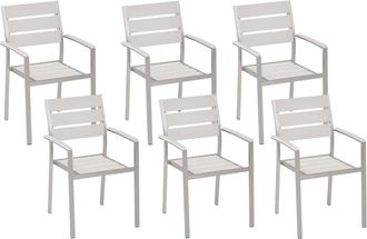 Beliani Gartenstuhl 6er Set weiß Zeitloses Design stapelbar Vernio