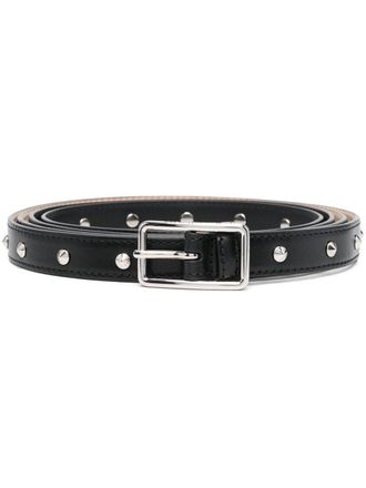 Alexander McQueen ceinture clout&eacute;e &agrave; logo grav&eacute; - Noir