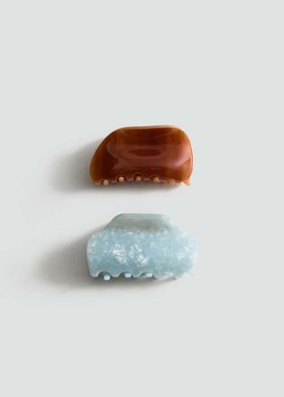 Mango Lot de pinces &agrave; cheveux effet nacr&eacute; bleu ciel - Femme - Taille unique - MANGO