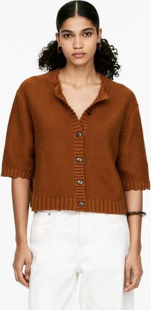 Arket Baumwollstrickjacke Mit Bogenkante -Orange