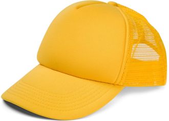styleBREAKER Unisex 5-Panel Trucker Cap mit Mesh-Einsatz | verstellbares Basecap mit Click Snap Verschluss | luftiges Netz Cap für Damen und Herren, Farbe:Goldgelb