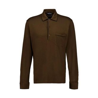 Tom Ford Polo &agrave; manches longues en piqu&eacute; - Homme - Tops - Brun - Taille: XL