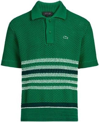 Lacoste Polo tricot &agrave; rayures en coton m&eacute;lang&eacute;