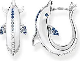 Thomas Sabo CR688-644-1 Créoles dauphin pour femme en argent sterling 925 noirci avec zircons bleus, dimensions : 20 x 2 mm, 20x2 mm, Argent sterling, Zircone cub