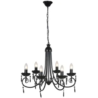 vidaXL Vidaxl - Lustre suspendu noir 6 douilles E14 - Cadre en m&eacute;tal durable - Dimensions 55,5 x 46 cm - Pour int&eacute;rieur &eacute;l&eacute;gant et moderne - vidaXL31272