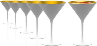 Stölzle Elements Cocktailgläser Gold/Weiß 6er-Set 240 ml - Stilvolle Cocktail Gläser ideal für Martini & Manhattan - Elegante Martinigläser aus Kristallglas -