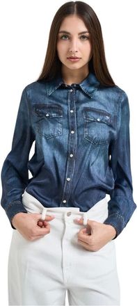 Liu Jo Femme, Blouses et Chemises, Bleu, Taille: 38 FR Chemise &agrave; imprim&eacute; num&eacute;rique