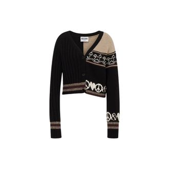 Moschino Femme, Pulls, Multicolore, Taille: 44 FR Cardigan Intarsia en M&eacute;lange de Laine