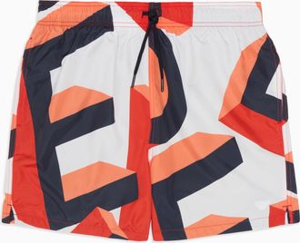 Emporio Armani Herren MID Boxer Badehose, Big EA White/RED.COM, Small