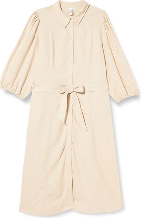 Vero Moda Y.A.S Damen YASFLAXY 3/4 Linen Shirt Dress NOOS Blusenkleid, Birch, XX-Large