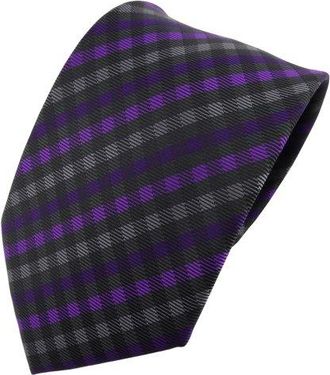TigerTie Designer cravate lila violet anthracite noir &agrave; carreaux - Tie