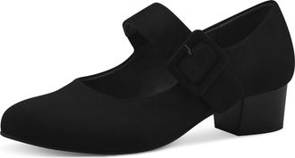 Jana Damen Pumps mit Riemen mit Klettverschluss Vegan, Schwarz (Black), 37 EU