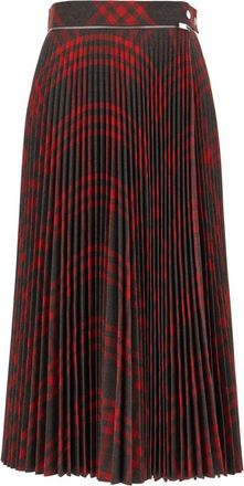 Burberry Femme, Jupes, Multicolore, Taille: 36 FR Folded Pleat Check Midi Skirt