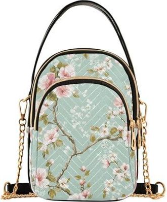 Mnsruu Sac à bandoulière pour femme avec sangle réglable Motif fleurs de cerisier printanier