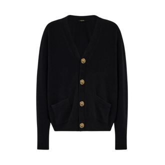 Roberto Cavalli Femme, Pulls, Noir, Taille: 38 FR Cardigan Classique avec Boutons Dor&eacute;s