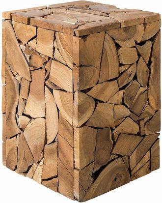 Beliani Beistelltisch NELSON Teakholz Braun