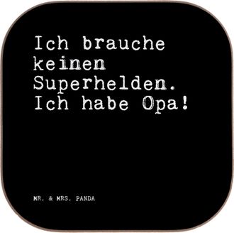 Mr. & Mrs. Panda Untersetzer f&uuml;r Gl&auml;ser Ich Brauche keinen Superhelden - Geschenk, Tischuntersetzer, Holzuntersetzer, Tischschoner, Coaster, Danke, Opa Geburtstag, Spr