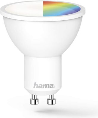 Hama WLAN LED Lampe GU10 (Smart Home Lampe 5,5 Watt Reflektorlampe, dimmbar, mehrfarbig RGBW, WIFI LED Lampe mit Sprachsteuerung und App, kompatibel mit Al