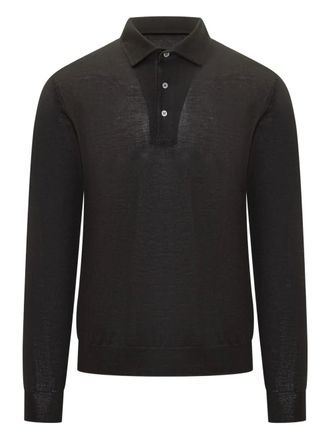 FILIPPO DE LAURENTIIS Lang&auml;rmeliges Poloshirt - Schwarz