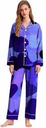 Generic Ensemble pyjama long et pantalon de pyjama tendance et d&eacute;contract&eacute; pour femme, bleu, XXL