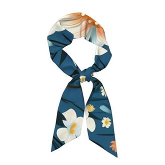 Generic &Eacute;charpe de printemps pour femme - &Eacute;charpe tour de cou pour sacs &agrave; main - Fleur color&eacute;e - En satin de soie - Pour le sport, le yoga et le visage