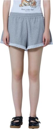 Ganni Isoli Shorts mit R&uuml;schen - - Shorts - Damen - Grau - M