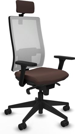 Piqueras y Crespo Ergonomischer B&uuml;rostuhl mit 3D-Armen, h&ouml;henverstellbare Lendenwirbelst&uuml;tze und h&ouml;henverstellbares Kopfteil, Wei&szlig;/Dunkelbraun