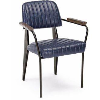 BIZZOTTO Bizzotto - Schreibtisch Nelly Vintage Blau Kunstleder f&uuml;r B&uuml;ro und Lounge, Stuhl mit Armlehnen
