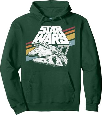 Star Wars Millennium Falcon 77 Retro Stripes Poster Pullover Hoodie