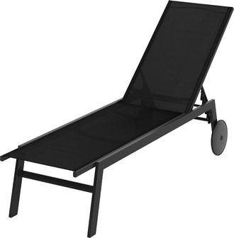 Giantex Sonnenliege mit Rollen, wetterfeste Gartenliege mit 6-Fach Verstellbarer R&uuml;ckenlehne, Outdoor Liegestuhl f&uuml;r Garten und Poolbereich, bis 150 KG (Schwa